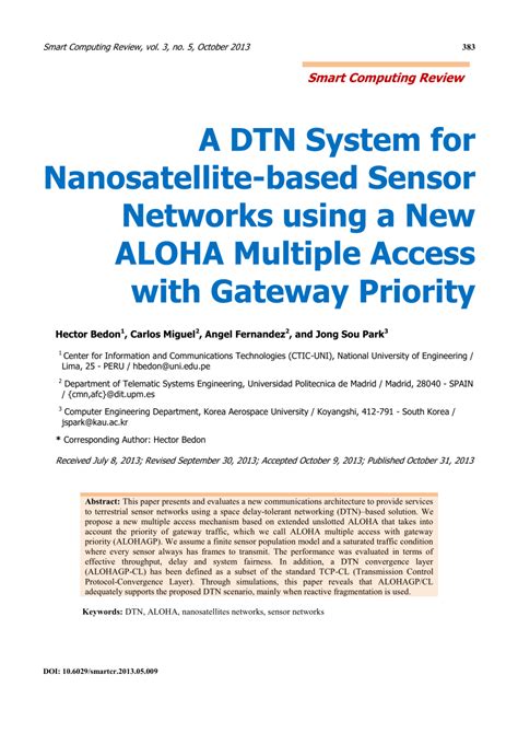 Pdf A Dtn System For Nanosatellite Based Sensor Networks Using A New