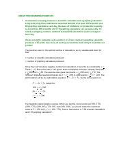 Linear Programming Examples Pdf LINEAR PROGRAMMING EXAMPLES A Calculator Company Produces A