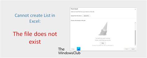 cannot create list in excel the file does not exist thewindowsclub