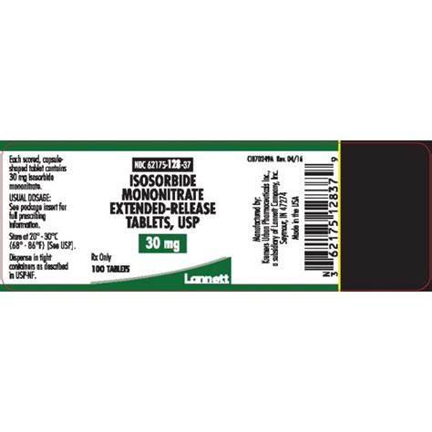 Isosorbide Mononitrate Er 30mg Rx Products