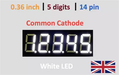 0 36inch Led 7 Segment Common Cathode Display 5 Digit White Green Mobiflight £4 36 Picclick Uk