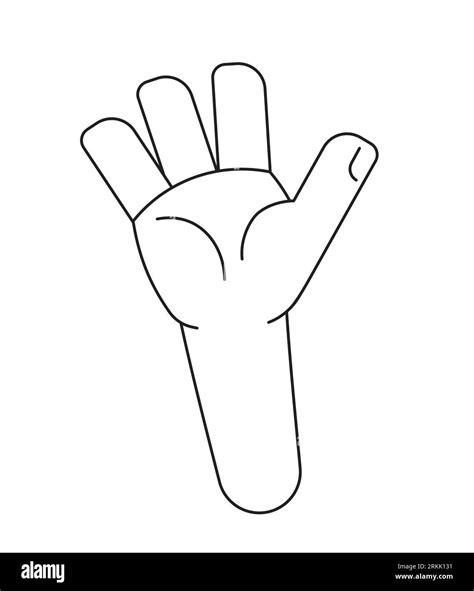 Showing And Raising Palm Monochrome Flat Vector Hand Stock Vector Image