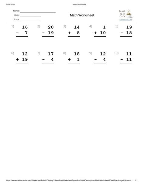 add and subtract within 20 1 worksheet live worksheets
