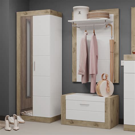 Купити Світла стильна модульна вузька прихожа з шафою дзеркалом тумбою у вузький коридор Палермо