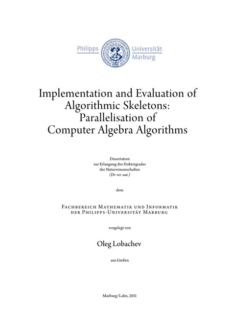 Pdf Implementation And Evaluation Of Algorithmic Skeletons Parallelisation Of Computer