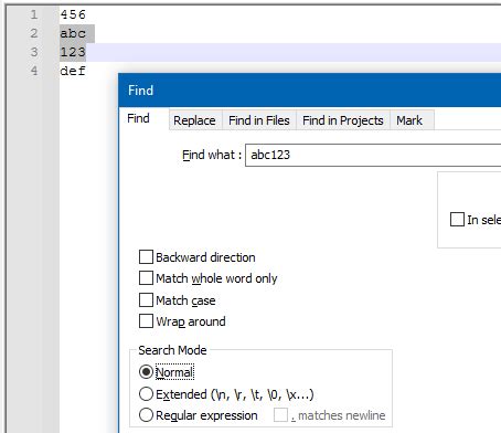 Multi Line Search Changes Search Mode And Find What Issue 11847 Notepad Plus Plus Notepad