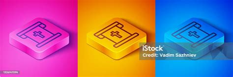 분홍색과 주황색 파란색 배경에 고립 된 기독교 십자가 아이콘이있는 등색 선 플래그 정사각형 버튼입니다 벡터 0명에 대한 스톡 벡터 아트 및 기타 이미지 Istock