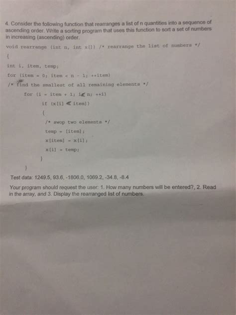 Solved 4 Consider The Following Function That Rearranges A