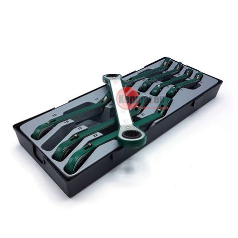 Force T50811 Offset Ratchet Ring Wrench Set 8pc 15° Bowed Kepmareu