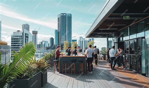 Premium Ai Image Rooftop View Of An Office Building Terrace With