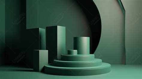 세련된 녹색 기하학적 연단 무대 배경으로 3d 제품 모형을 향상하세요 연단 배경 상하 배경 무대 3d 배경 이미지 Hd 연단 상하 무대 3d 배경 사진 무료
