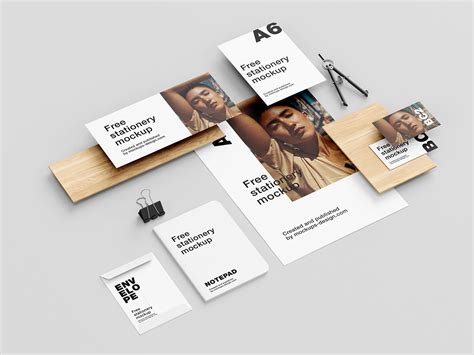 Stationery With Wood Elements Mockup Mockups Design
