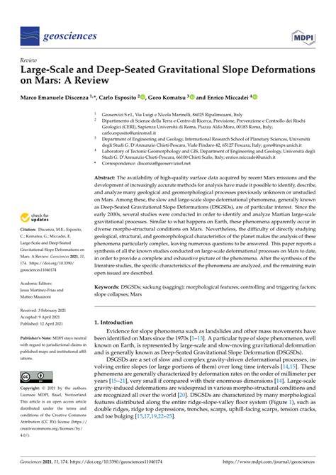 Pdf Large Scale And Deep Seated Gravitational Slope Deformations On Mars A Review