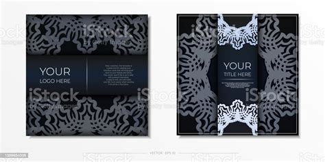 흰색 추상 만달라 장식 어두운 파란색 엽서 템플릿 인쇄 및 타이포그래피에 적합한 우아하고 클래식한 벡터 요소 0명에 대한 스톡 벡터 아트 및 기타 이미지 Istock
