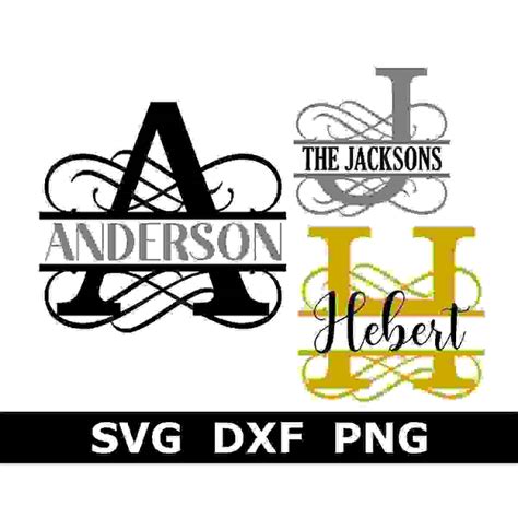 Split Monogram Svgdxfpng Split Flourish Frame Letters Di Inspire
