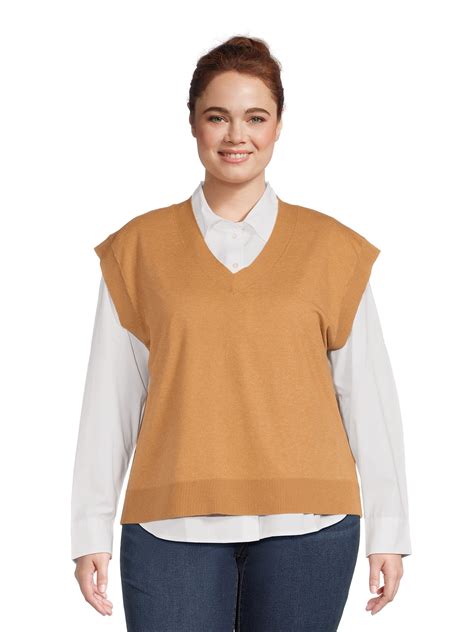 Terra And Sky Womens Plus Size Sweater Vest