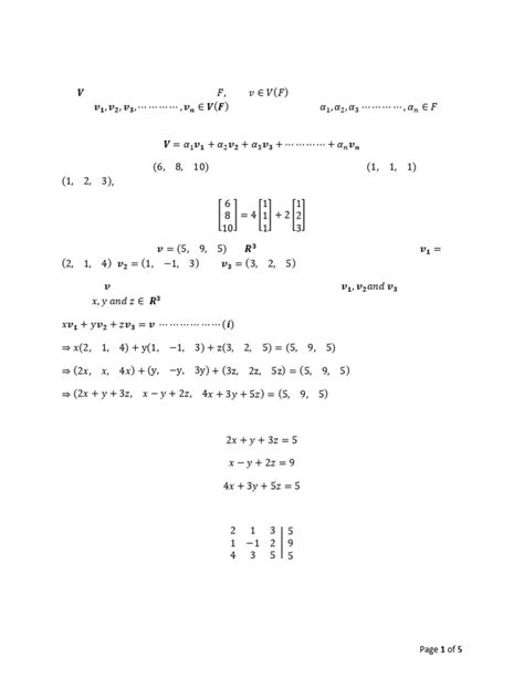 Linear Combination Linearly Dependent Independent Pdf Vector Space Mathematics
