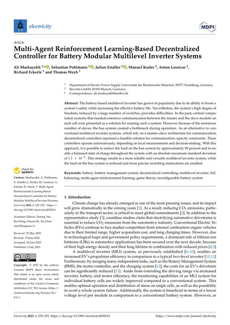 Pdf Multi Agent Reinforcement Learning Based Decentralized Controller