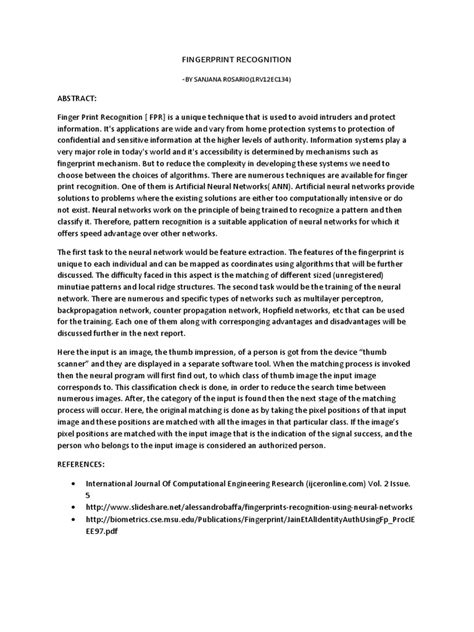 fingerprint recognition using neural networks pdf artificial neural