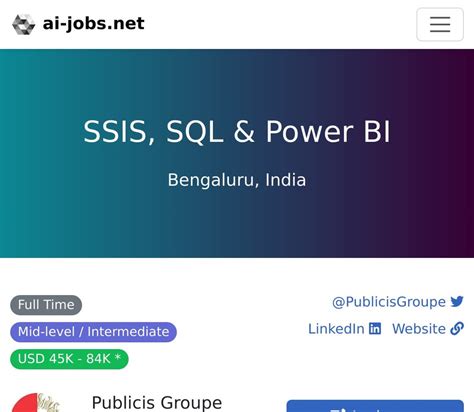 Hiring Ssis Sql And Power Bi In Bengaluru India Raimljobs