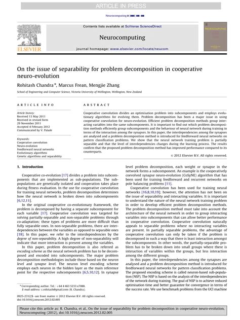 Pdf On The Issue Of Separability For Problem Decomposition In