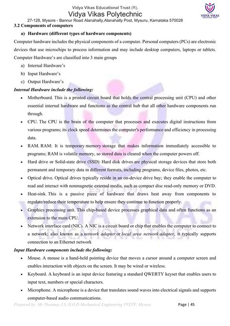 Fundamentals Of Computer 20cs11t Chapter 3pdf