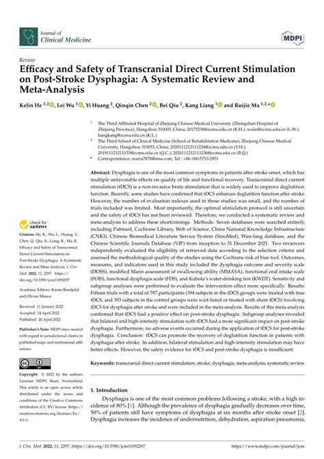 Pdf Efficacy And Safety Of Transcranial Direct Current Stimulation On Post Stroke Dysphagia A