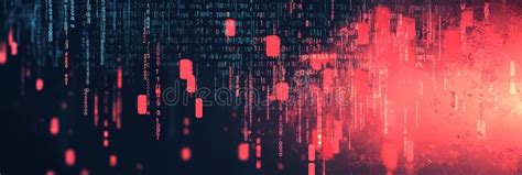 Red Warning Symbols Emerging From A Digital Stream Of Binary Code