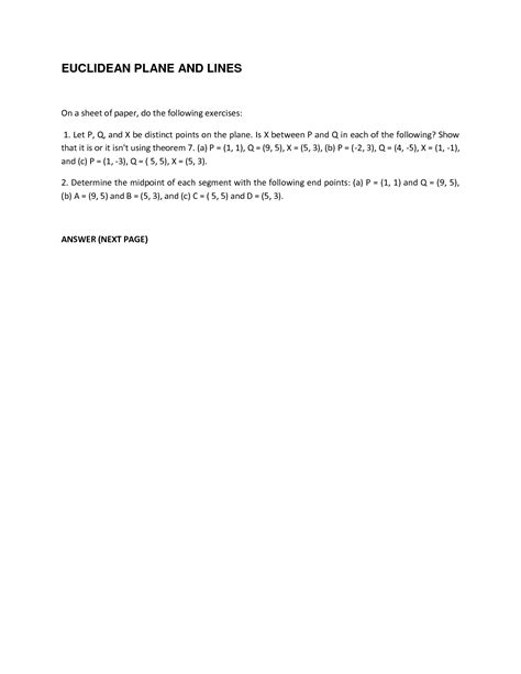 SOLUTION Euclidean Plane And Lines Studypool