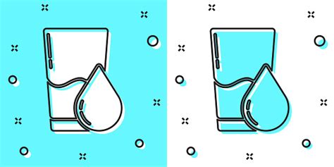 녹색과 흰색 배경에 격리 된 물 아이콘이있는 검은 색 선 유리 소다 유리 임의 동적 셰이프 벡터 일러스트레이션 0명에 대한 스톡 벡터 아트 및 기타 이미지 Istock