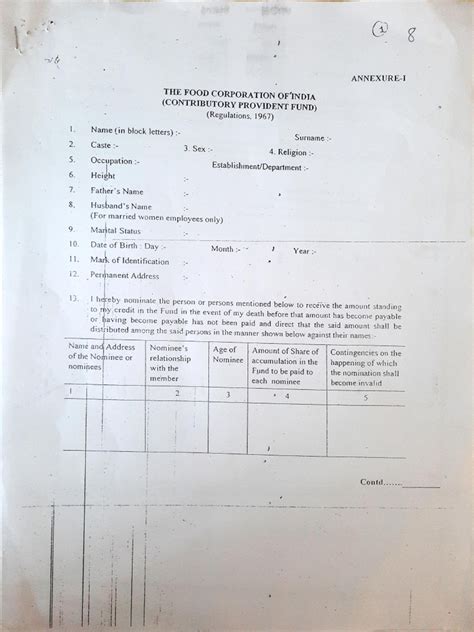 Cpf Form Pdf