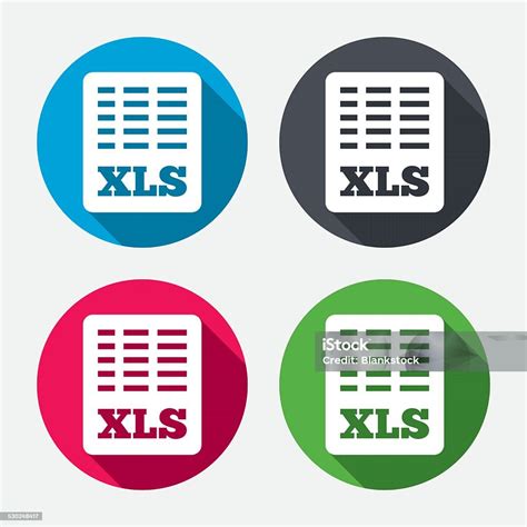 Excel File Document Icon Download Xls Button Stock Illustration Download Image Now