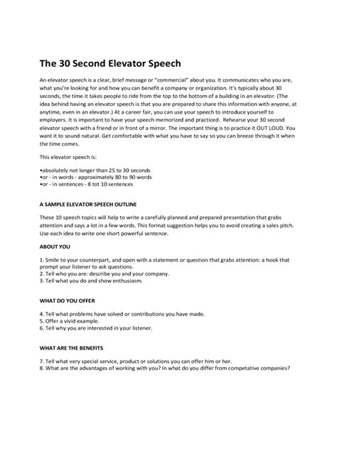 Elevator Pitch Examples 4 Free Templates In Pdf Word Excel Download