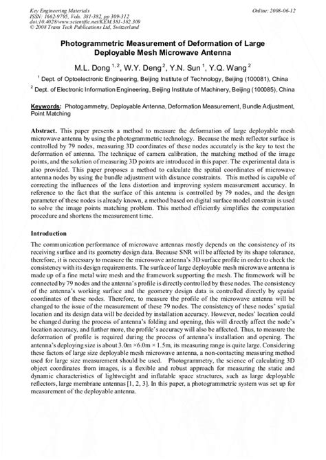 Photogrammetric Measurement Of Deformation Of Large Deployable Mesh Microwave Antenna