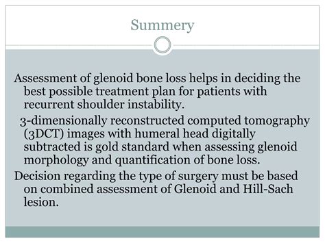 Assessment Of Glenoid Bone Loss In Recurrent Shoulder Dislocation Pptx