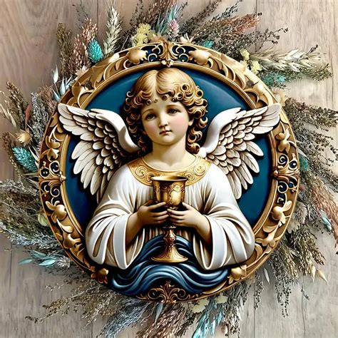 빈티지 케루빔 나무 둥근 간판 크리스마스 할로윈 추수감사절 어머니의 날 아버지의 날을 위한 다목적 벽 예술 Temu