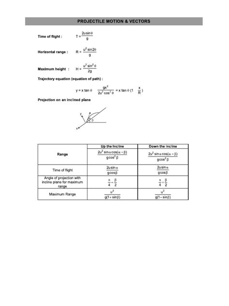 projectile motion and vectors pdf
