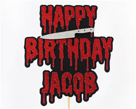 Horror Knife Cake Topperhorror Cake Topperhalloween Happy Birthday