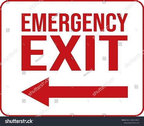 Emergency Red Exit Sign Left Arrow Stock Vector Royalty Free