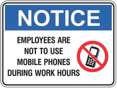 Notice Safety Signstickers Employees Are Not To Use Mobile Phones