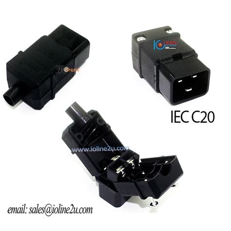 Iec 320 C20 Ac Cable Mount Rewireable Connector Male Plug Pure Copper