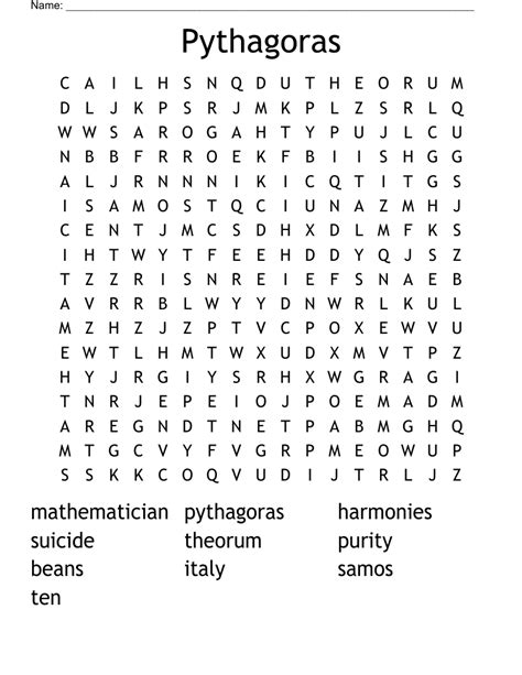 Pythagoras Word Search Wordmint