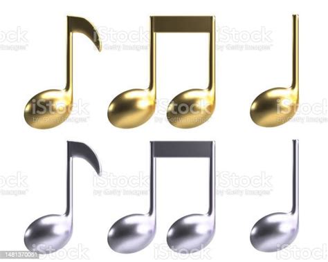 흰색 배경 그림에 격리된 3d 황금색과 은색 음악 노트 벡터 세트 3차원 형태에 대한 스톡 벡터 아트 및 기타 이미지 3차원 형태 금 금속 금색 Istock