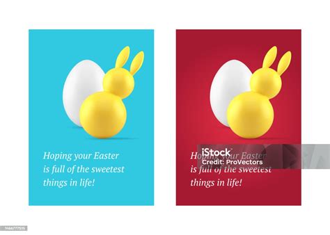 해피 부활절 현대 3d 인사말 카드 토끼 텀블러 닭고기 달걀 디자인 템플릿 세트 현실적인 벡터 0명에 대한 스톡 벡터 아트 및 기타 이미지 Istock