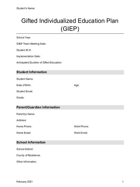 Ted Individualized Education Plan Giep Fill Out And Sign Online Dochub