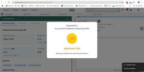100daysofdsa Gfgdsa Geeksforgeeks Almostsorted Binarysearch
