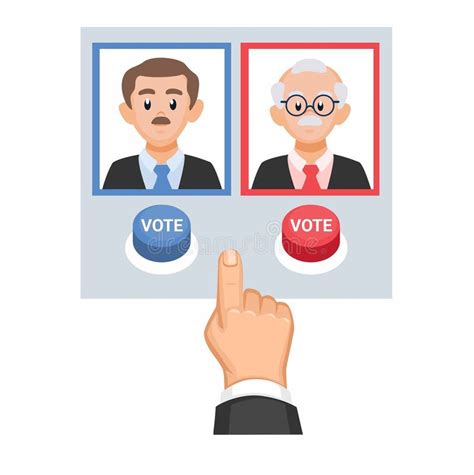 Hand Push Vote Election Button Symbol Cartoon Illustration Vector Stock