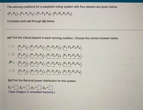 Solved The Winning Coalitions For A Weighted Voting System