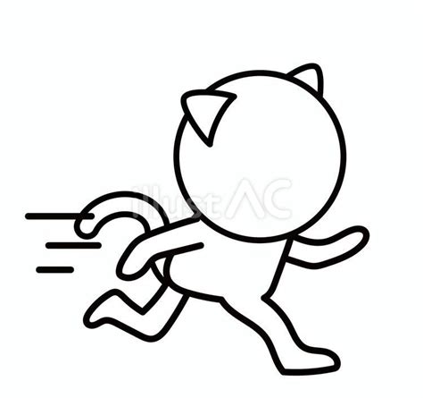 猫頭の白い人が急いで走っているイラスト No 25965221｜無料イラスト・フリー素材なら「イラストac」