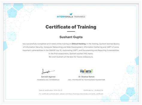 Sushant Gupta On Linkedin So I Completed My Ethical Hacking